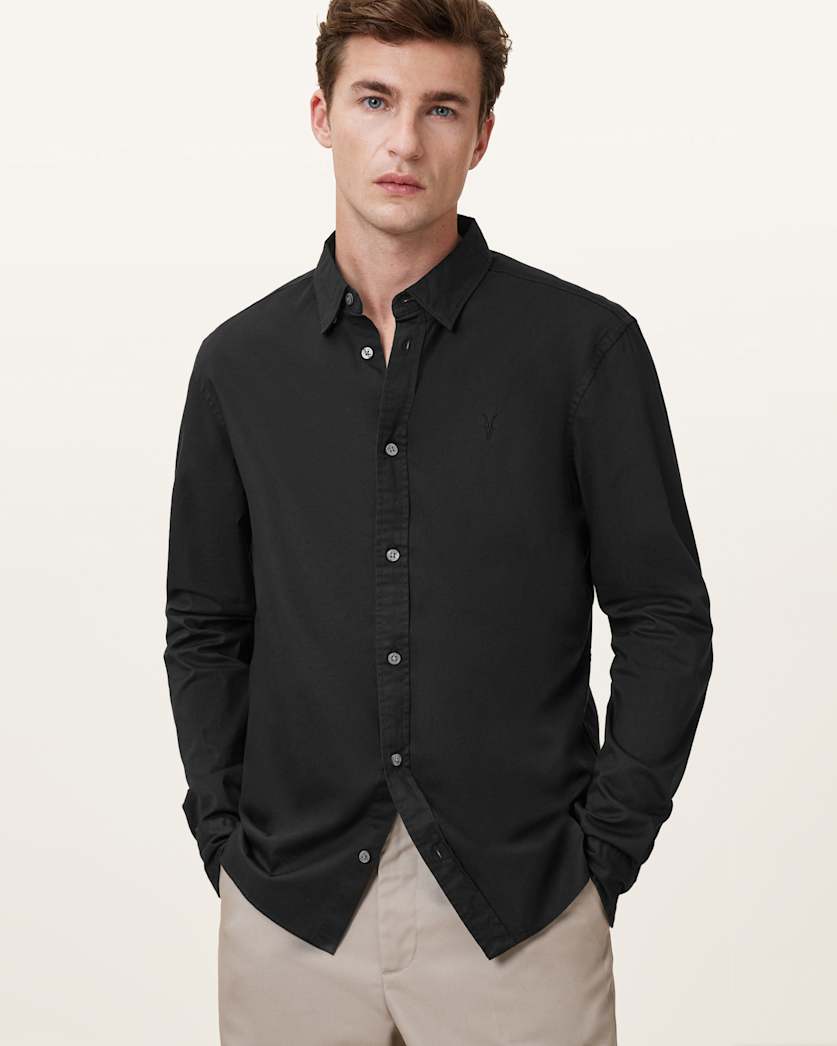 Hawthorne Ramskull Stretch Fit Shirt Black | ALLSAINTS